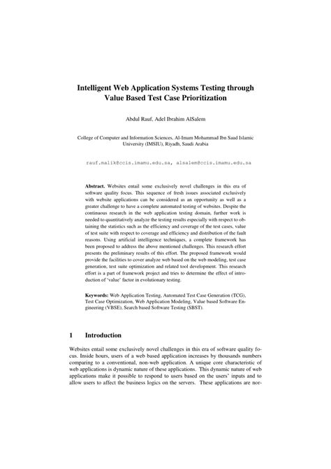 Pdf Intelligent Web Application Systems Testing Through Value Based