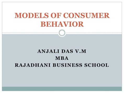 Models Of Consumer Behavior PPTX