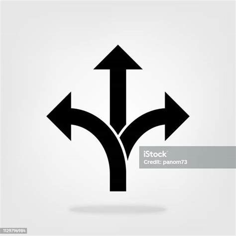 3방법 방향 화살표 아이콘 벡터 그래픽 디자인 로고 웹 사이트 소셜 미디어 모바일 애플 리 케이 션 Ui 그림에 대 한도 방향 표지판 교통 신호 표지판에 대한 스톡 벡터