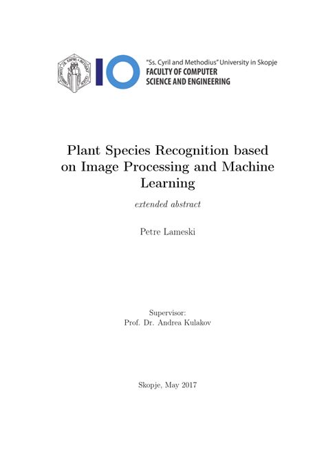 Pdf Plant Species Recognition Based On Machine Learning And Image Processing