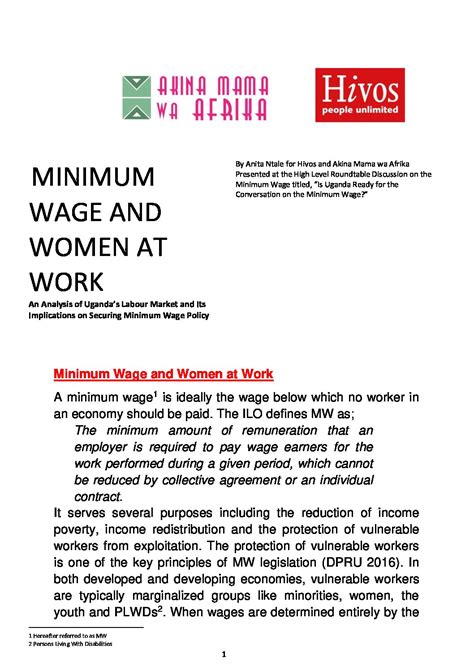 Minimum Wage And Women At Work Hivos