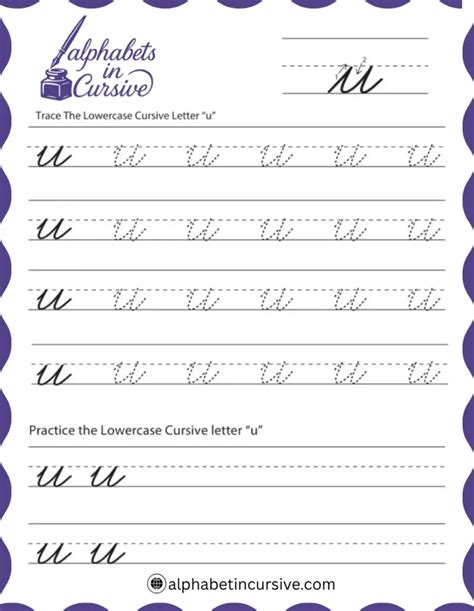 Cursive Alphabet Letter U Worksheet And Practice Methods Cursive Alphabet Letter U Worksheet And Practice Methods