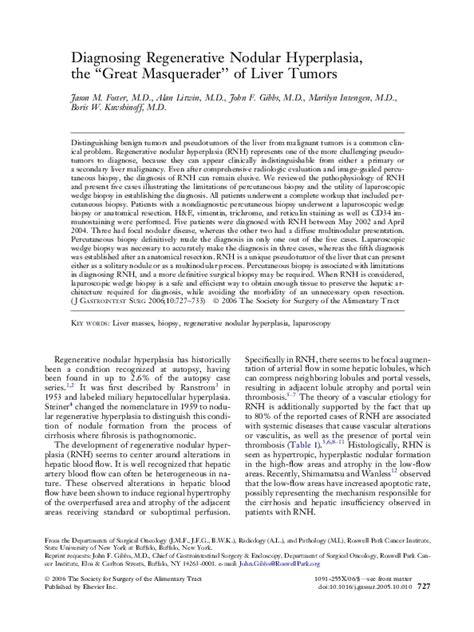 Pdf Nodular Regenerative Hyperplasia After Liver Transplant Its All