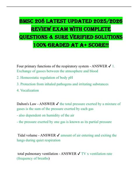 Bmsc 208 Latest Updated 2025 2026 Review Exam With Complete Questions And Sure Verified Solutions