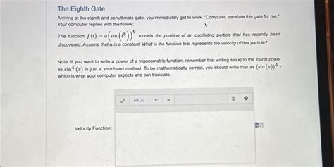 Solved The Eighth Gate Arriving At The Eighth And Chegg Com
