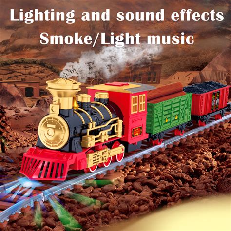 Wuztai Toys Toy Train Set With Lights And Sounds Steam Christmas Train Set Railway Tracks