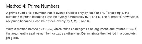 Solved Method Prime Numbers A Prime Number Is A Number Chegg