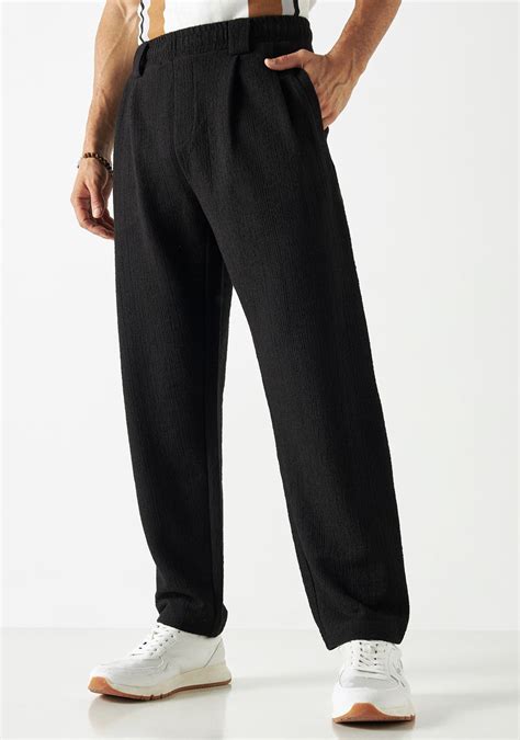 Shop Iconic Regular Fit Full Length Textured Pants Online Splash Uae