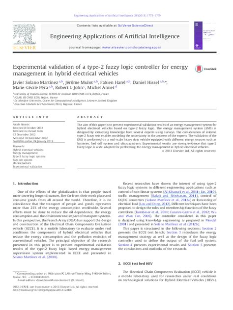 Pdf Experimental Validation Of A Type 2 Fuzzy Logic Controller For