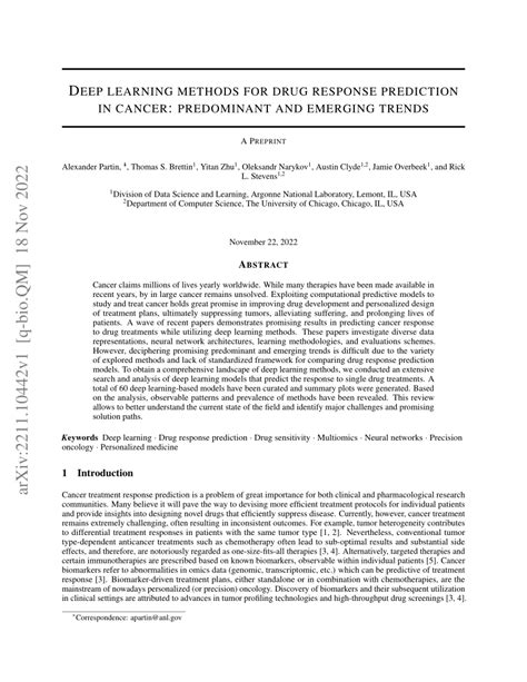 Pdf Deep Learning Methods For Drug Response Prediction In Cancer Predominant And Emerging Trends