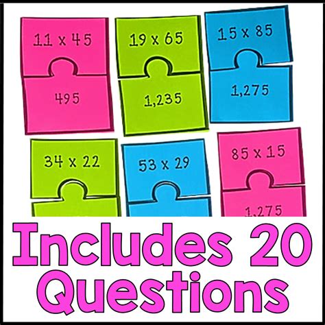 Digit Multiplication Puzzle Multiplying Whole Numbers Practice Review Activity Chloe