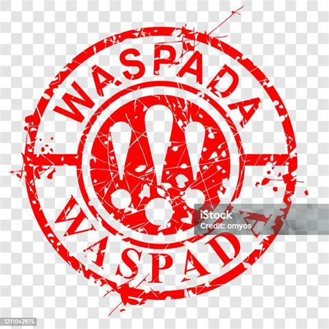 간단한 벡터 서클 그런지 빨간 고무 스탬프 경고 투명 효과 배경에서 인도네시아 어에 주의 0명에 대한 스톡 벡터 아트 및 기타