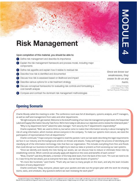 principles of information security 7e module 4 pdf computer network risk