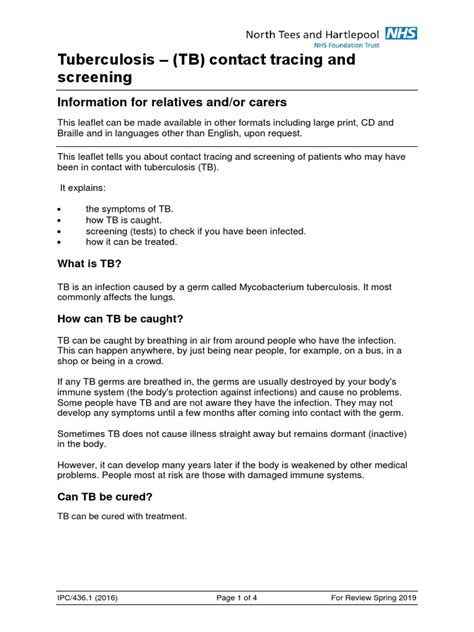 Ipc4361 Tuberculosis Contact Tracing And Screening 170216 Pdf Pdf Tuberculosis Infection