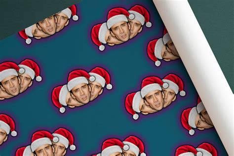 Santa Nicolas Cage Wrapping Paper Christmas Wrapping Paper Nicolas