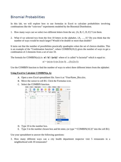 Binomial Probabilities Pdf
