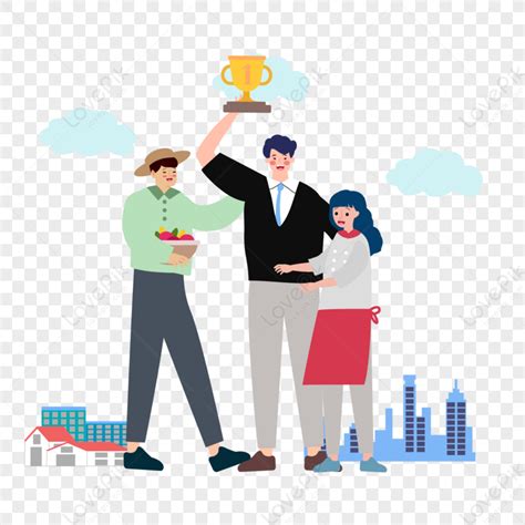 비 즈 니스 맨 트로피 포옹 돈 일러스트 사람 일러스트 손 일러스트 캐릭터 일러스트 삽화 조리사 Png 일러스트 무료 다운로드 Lovepik
