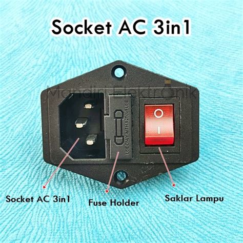 Jual Socket Ac 3in1 Saklar Lampu Fuse Holder Power Outlet Socket Switch 250v Socket 3 Pin