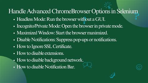 Browser Options In Selenium Java Ignore Ssl Disable Notifications Run Headless Incognito