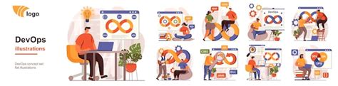 premium vector devops concept isolated person situations collection