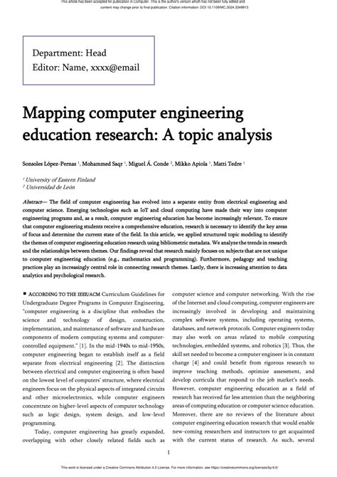 PDF Mapping Computer Engineering Education Research A Topic Analysis