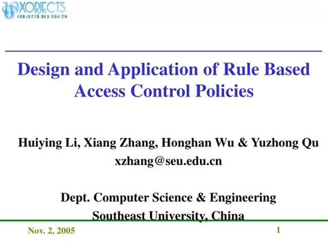 Ppt Design And Application Of Rule Based Access Control Policies
