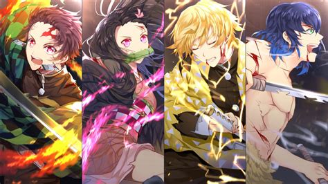 Demon Slayer Inosuke Hashibira Nezuko Kamado Tanjirou Kamado Zenitsu Agatsuma Hd Anime