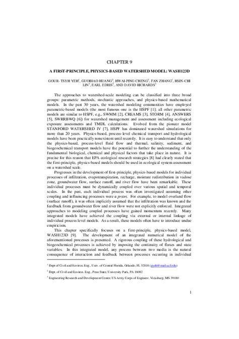 Pdf A First Principle Physics Based Watershed Model