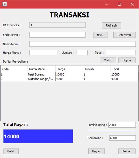 Contoh Aplikasi Java Restoran Ngampus