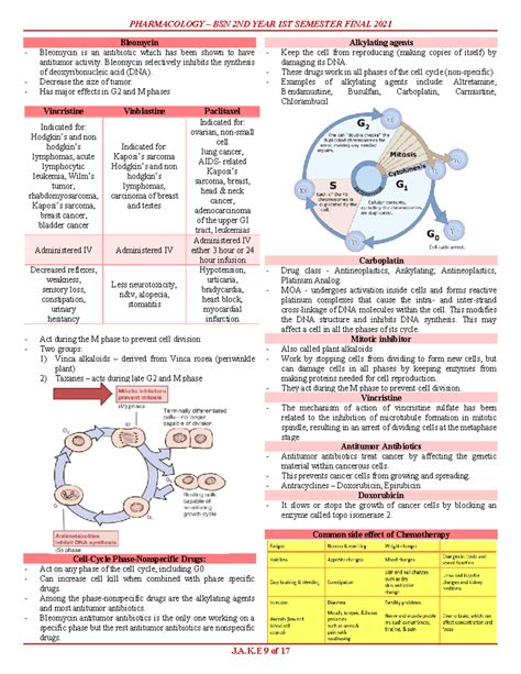 Bleomycin PHARMACOLOGY BSN ND YEAR ST SEMESTER FINAL J A K Of Bleomycin