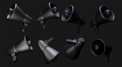 검은 배경에 발표를위한 현대 매트 블랙 메가폰 스피커 세트 3d 일러스트레이션 0명에 대한 스톡 사진 및 기타 이미지 0명 11월 3차원 형태 Istock
