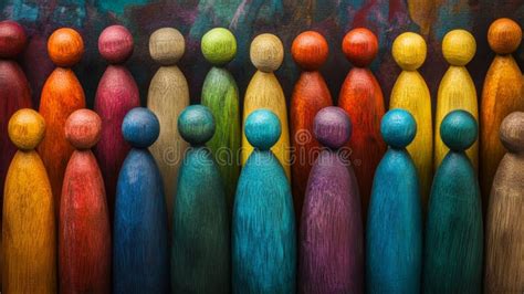 Colorful Wooden Figures Representing Diversity And Inclusion Stock Illustration Illustration