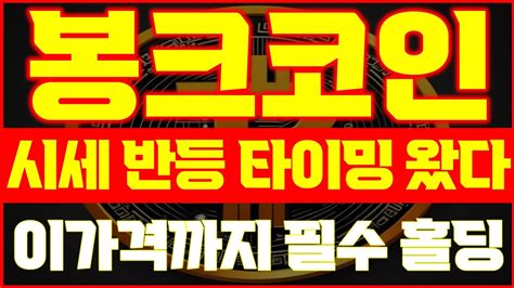 봉크 코인 전망 🔥단독🔥시세 반등 타이밍 왔다🔥이 가격까지 필수 홀딩🔥 Youtube