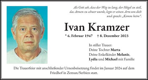 Traueranzeigen Von Ivan Kramzer Trauermerkurde