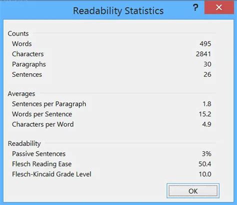 How To Use Readability Statistics In Word