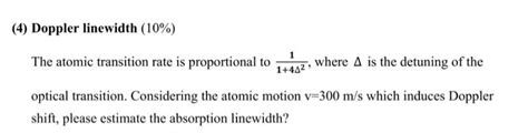solved doppler linewidth 10 the atomic transition rate is
