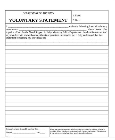Free 46 Statement Forms In Ms Word Pdf