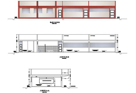 Elevation And Sectional Detail Of Building Structure 2d View Cad Block Layout Autocad File