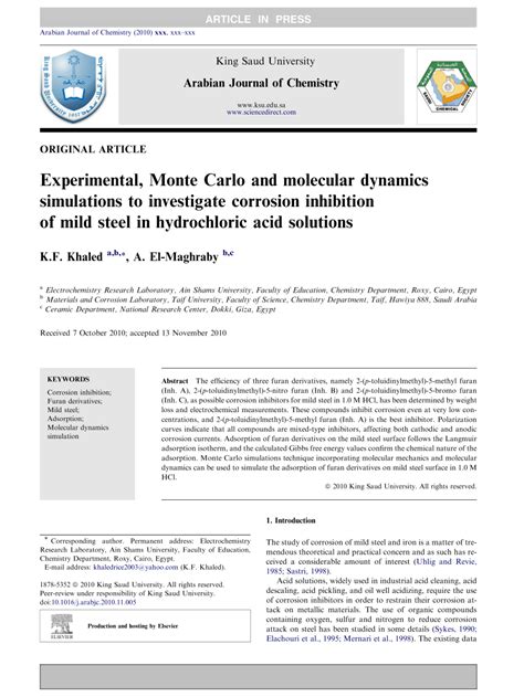 Pdf Experimental Monte Carlo And Molecular Dynamics Simulations To Investigate Corrosion