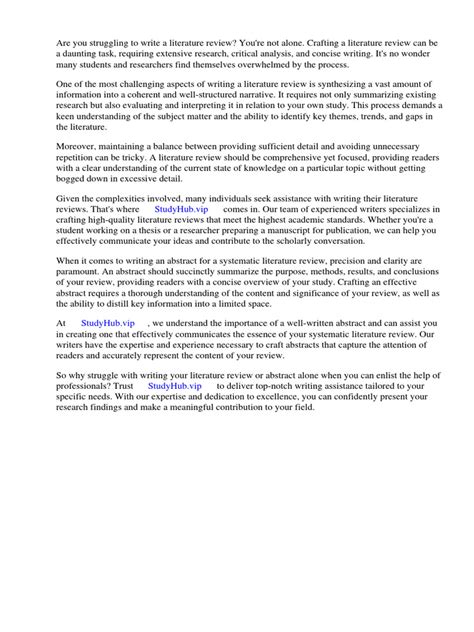 How To Write An Abstract For A Systematic Literature Review Pdf Abstract Summary