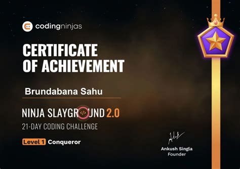 Milestone Codingninjas Ninjaslayground Achievement Certificate