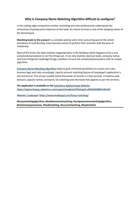 ppt why is company name matching algorithm difficult to configure powerpoint presentation