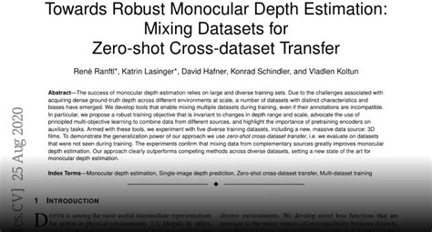 Paper Page Towards Robust Monocular Depth Estimation Mixing Datasets
