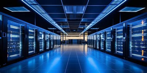 Innovative Data Center Featuring Illuminated Server Racks Representing
