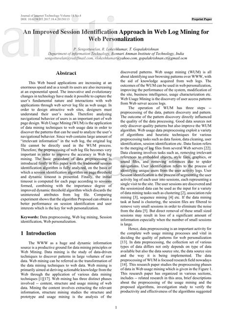 Pdf An Improved Session Identification Approach In Web Log Mining For