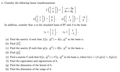 solved 4 consider the following linear transformations