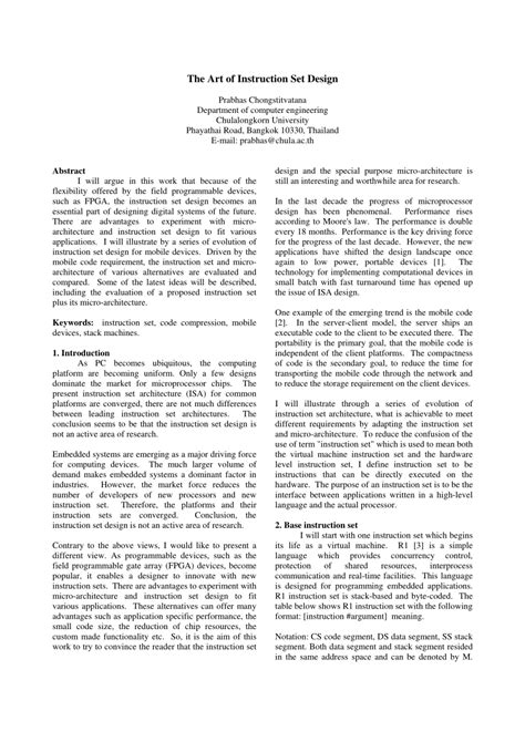 Pdf The Art Of Instruction Set Design