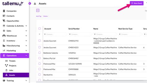 Creating Assets For Servicing General Help Tall Emu Crm