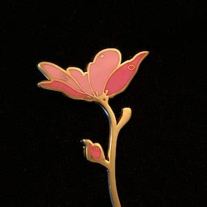 Pink Flower Enamel Pin Etsy