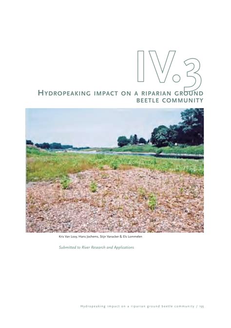 Pdf Hydropeaking Impact On A Riparian Ground Beetle Community